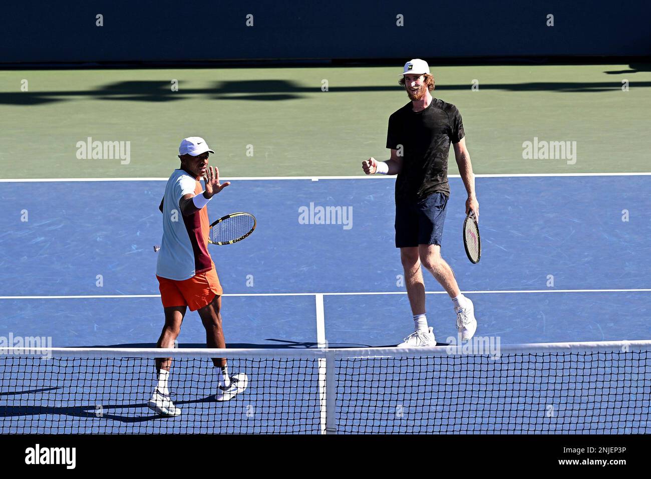 Nicholas Monroe and Keegan Smith during a men's doubles match at the ...