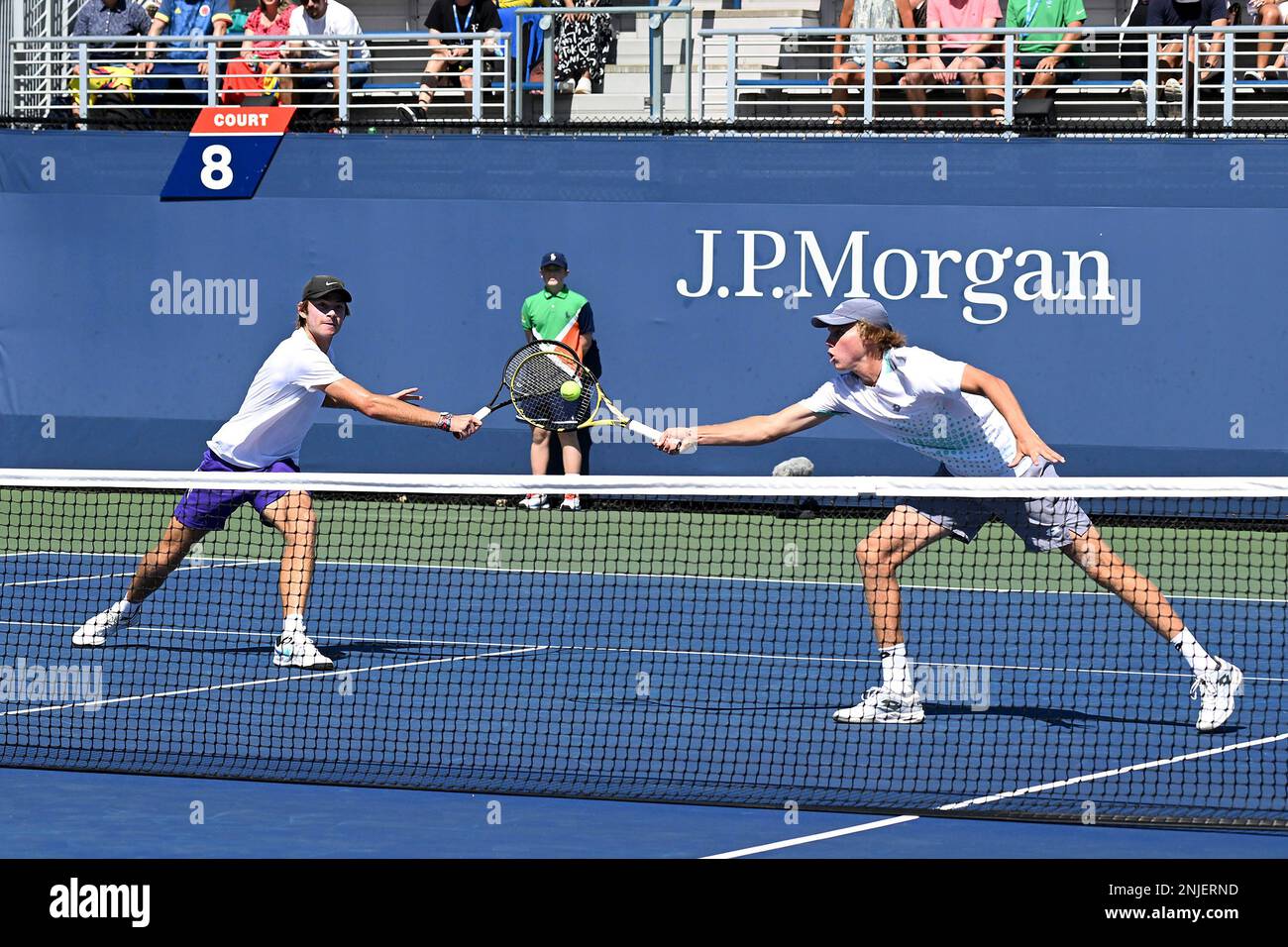 Sebastian Gorzny and Alex Michelsen during a men's doubles match at the ...