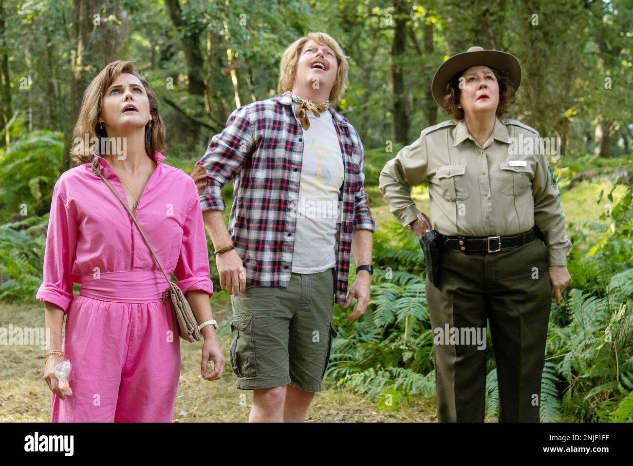 COCAINE BEAR, from left: Keri Russell, Jesse Tyler Ferguson, Margo ...
