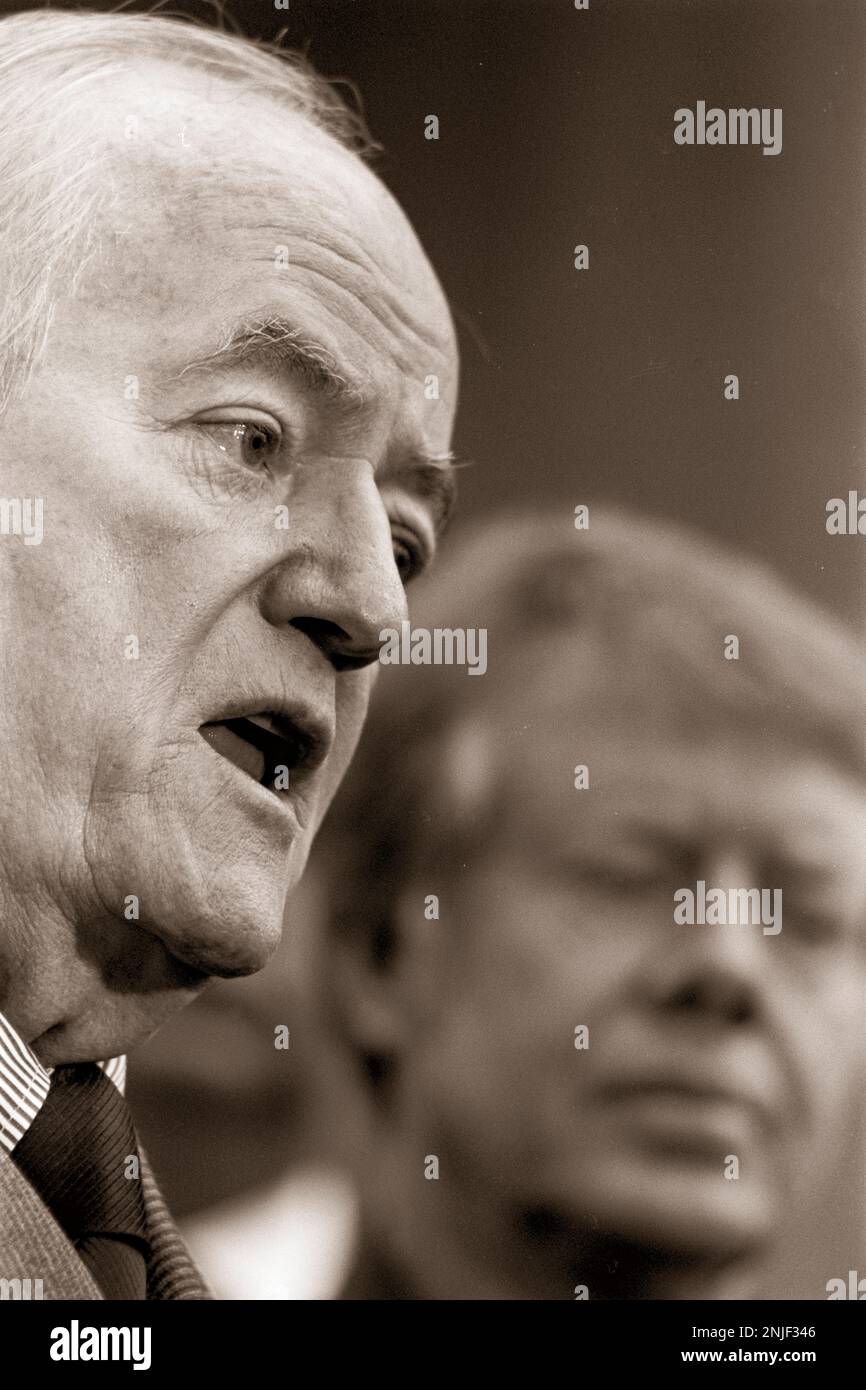 President elect Jimmy Carter and former VP Hubert Humphrey at Carter's ...