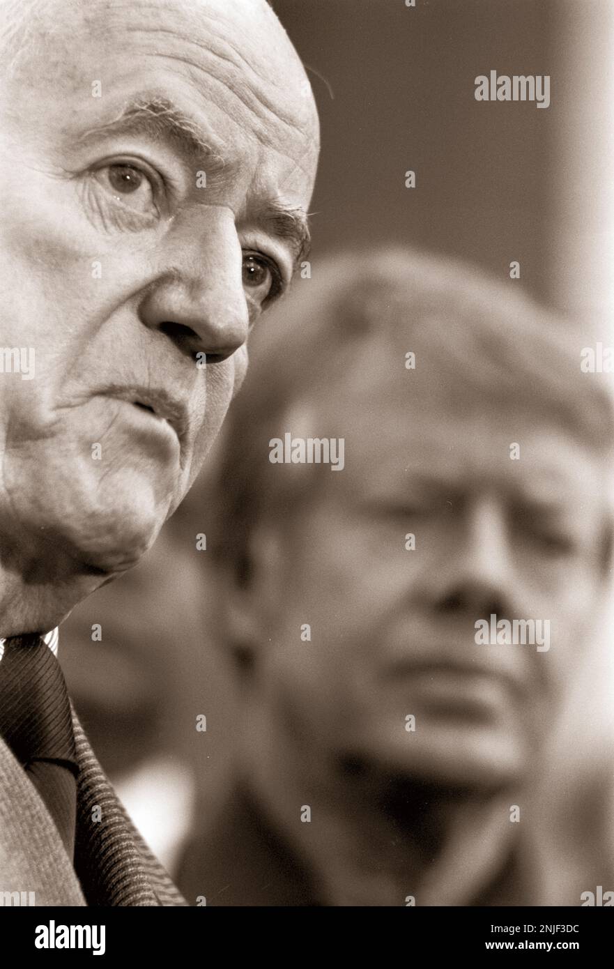 President elect Jimmy Carter and former VP Hubert Humphrey at Carter's ...