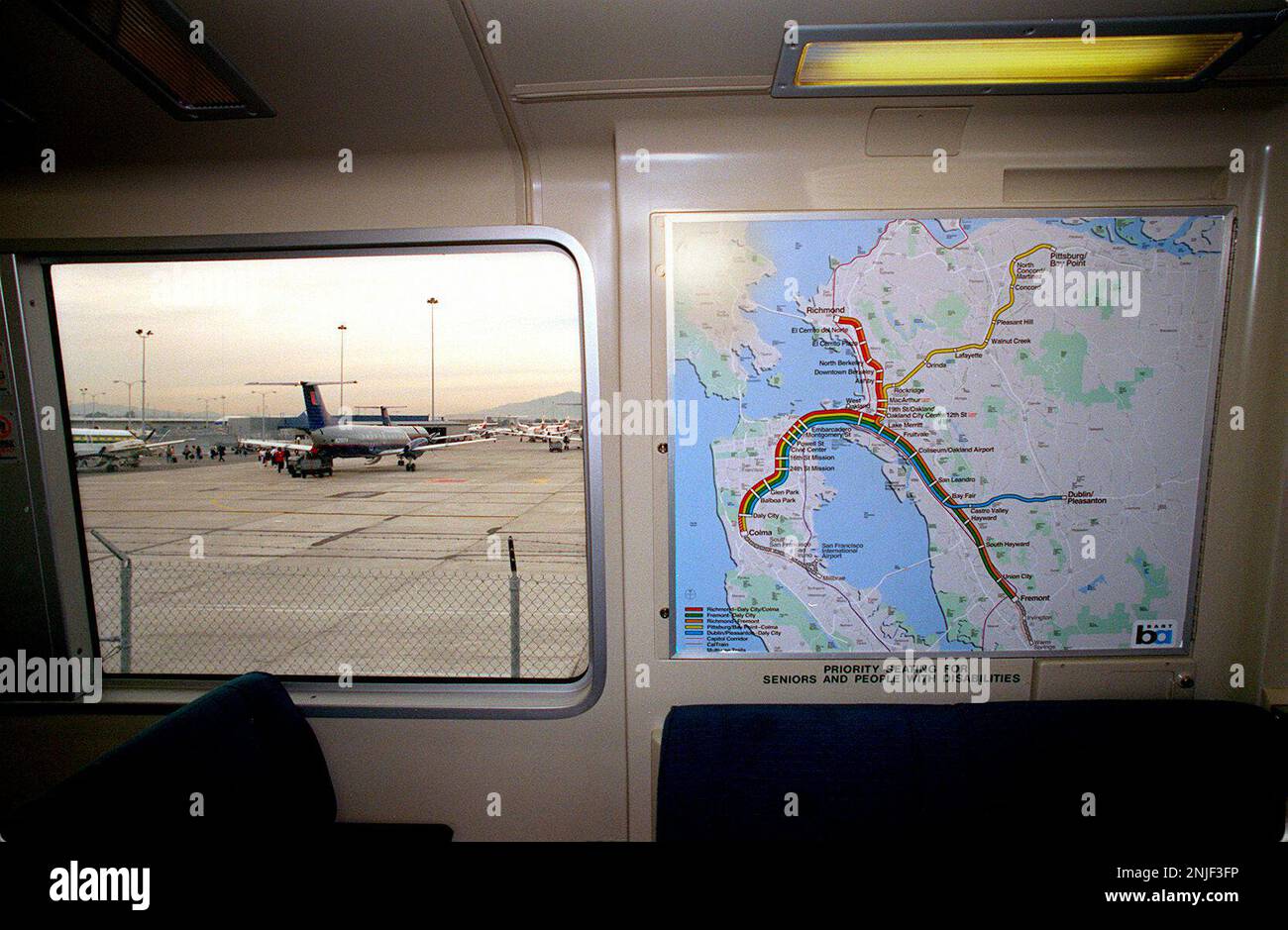 BART/C/03NOV97/MN/LH--One of the newer models of a Bart car was parked ...