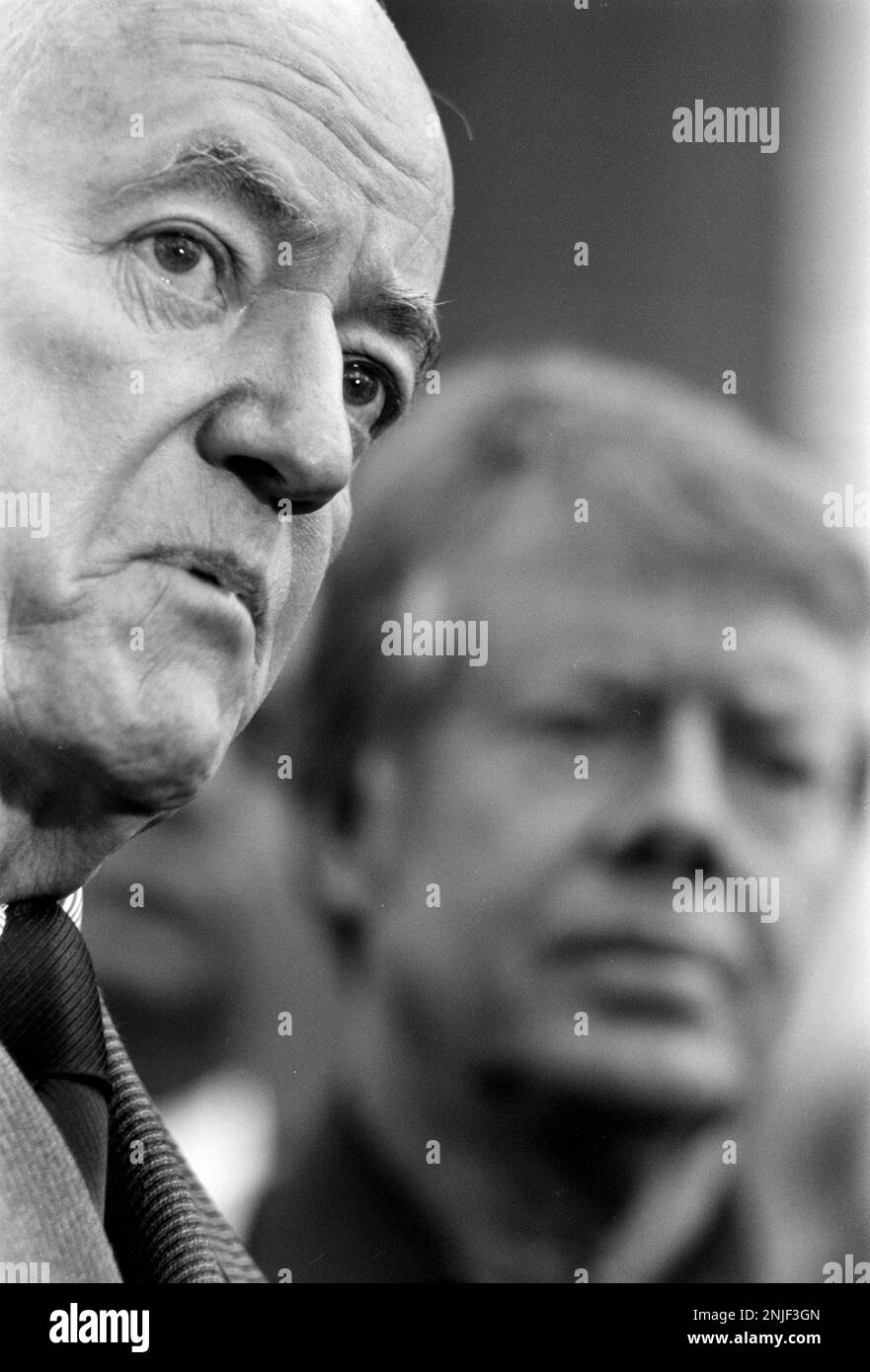 President elect Jimmy Carter and former VP Hubert Humphrey at Carter's ...