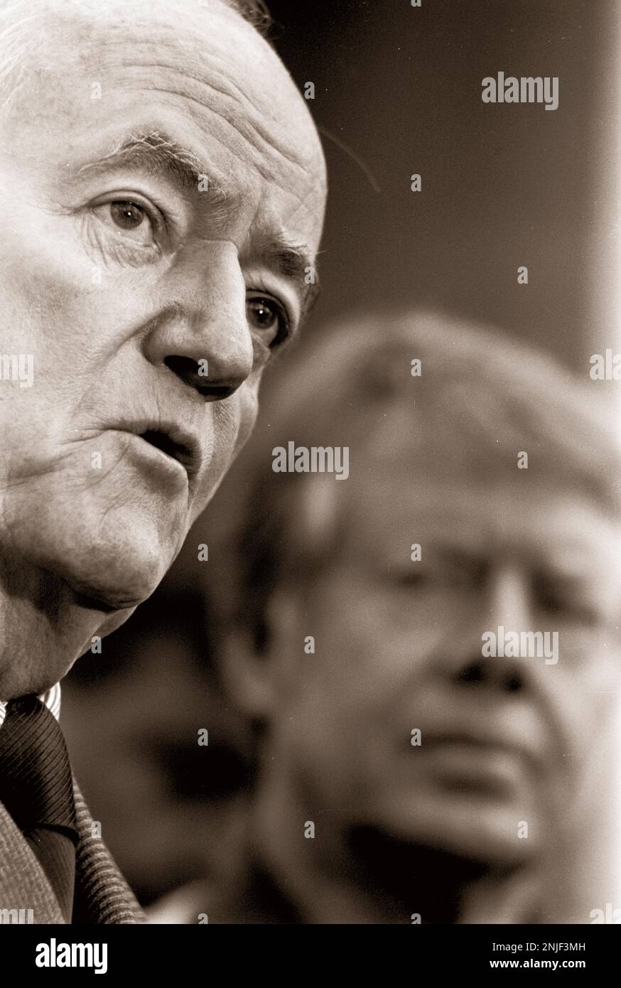 President elect Jimmy Carter and former VP Hubert Humphrey at Carter's ...