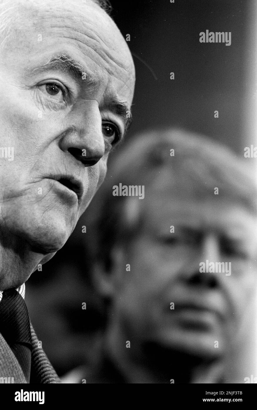 President elect Jimmy Carter and former VP Hubert Humphrey at Carter's ...