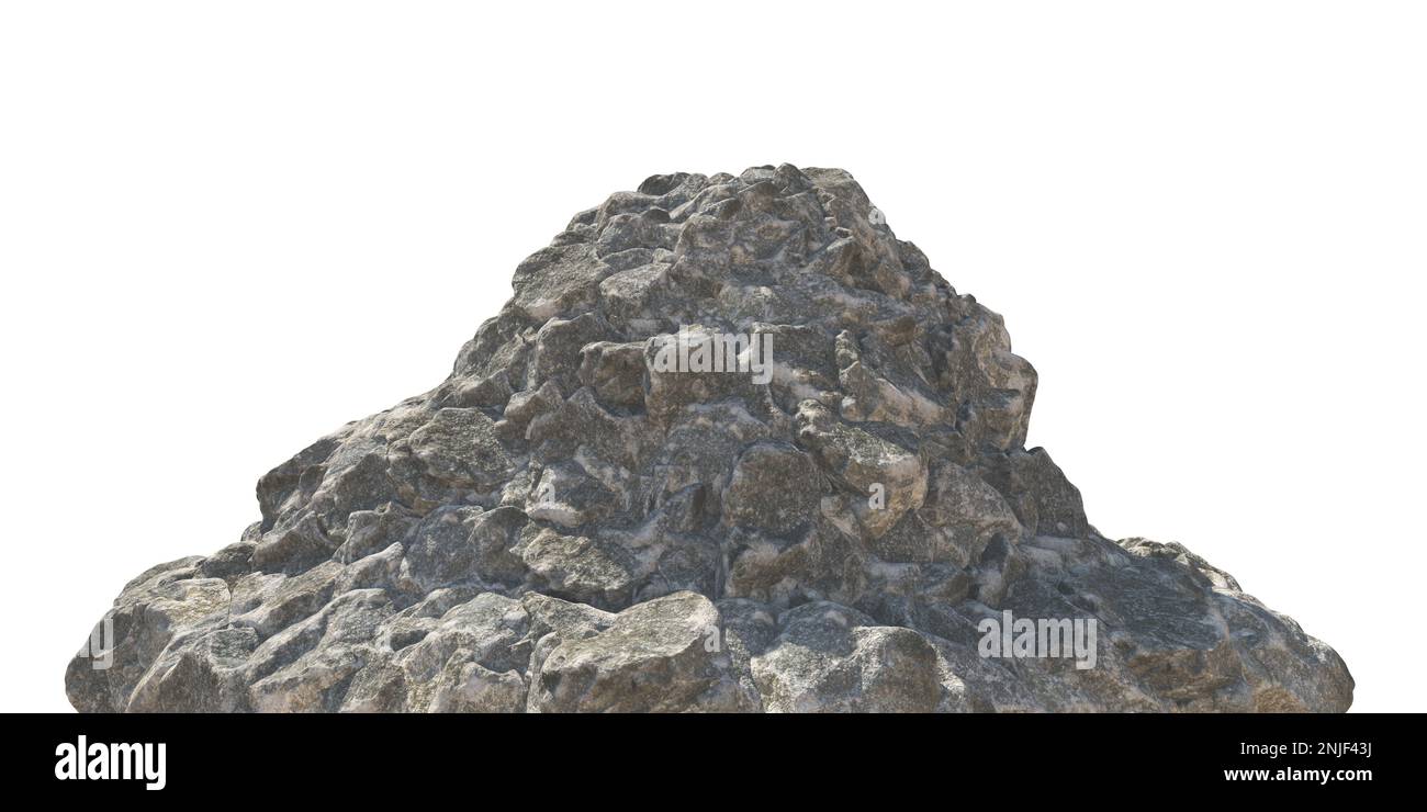 3D illustration crag stones Isolated on white background Stock Photo ...