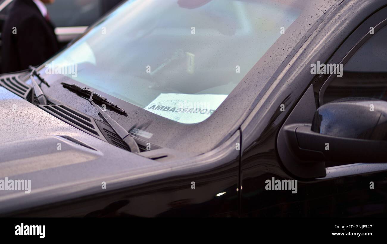 Warsaw, Poland. 21 February 2023. US diplomatic car. Representatives of ...