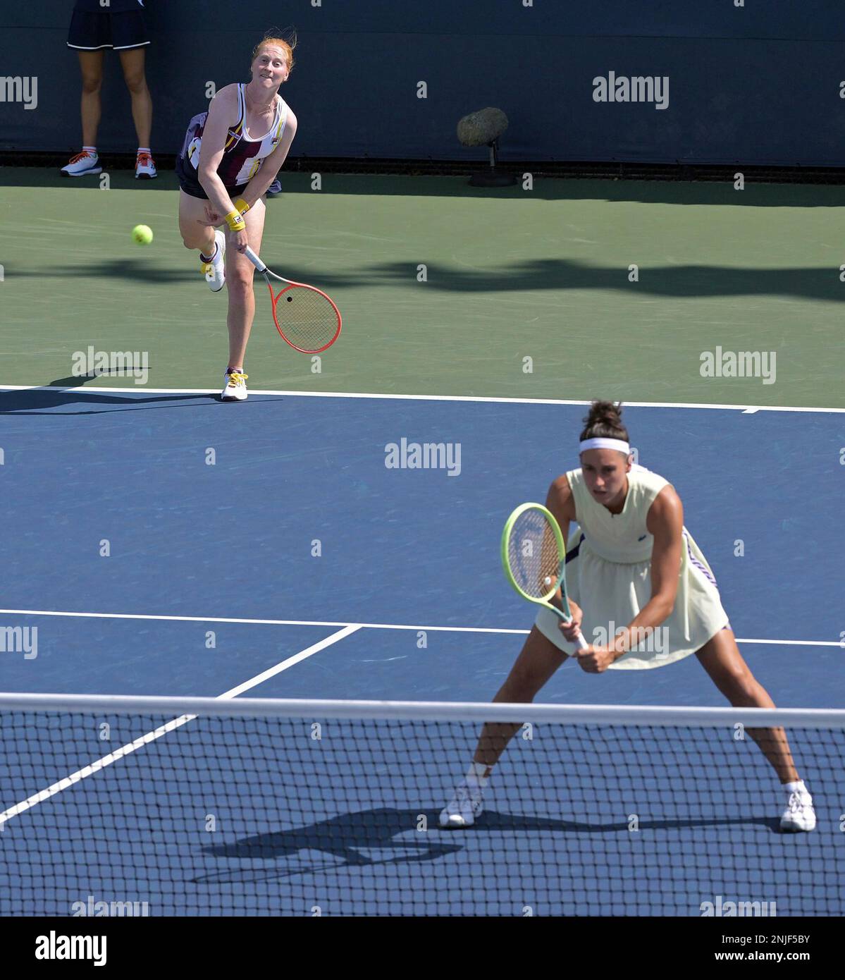 Alison Van Uytvanck and Rosalie van der Hoek in action during a women's ...