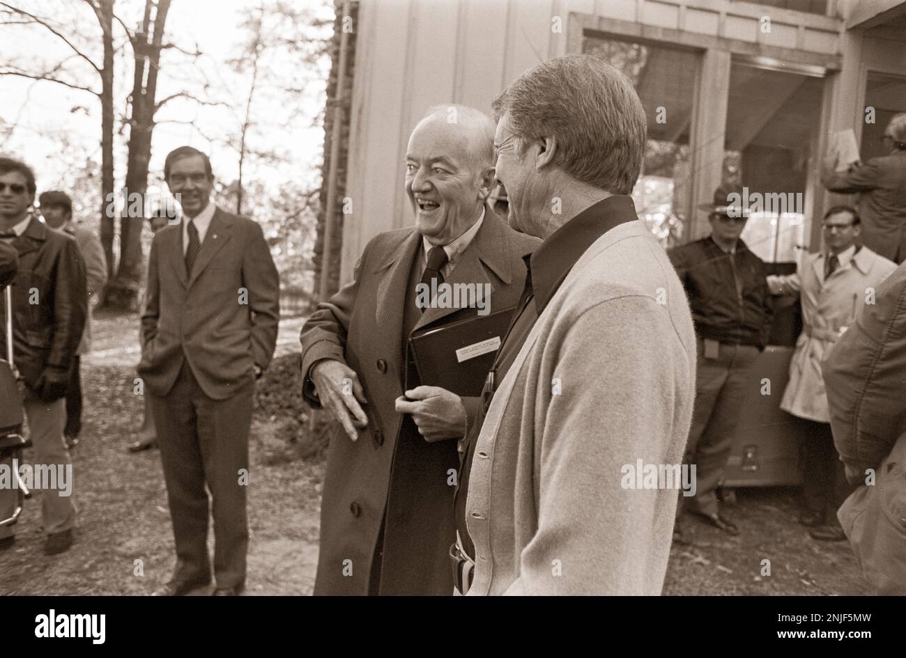 President elect Jimmy Carter and Hubert Humphrey at Carter's Pond House ...