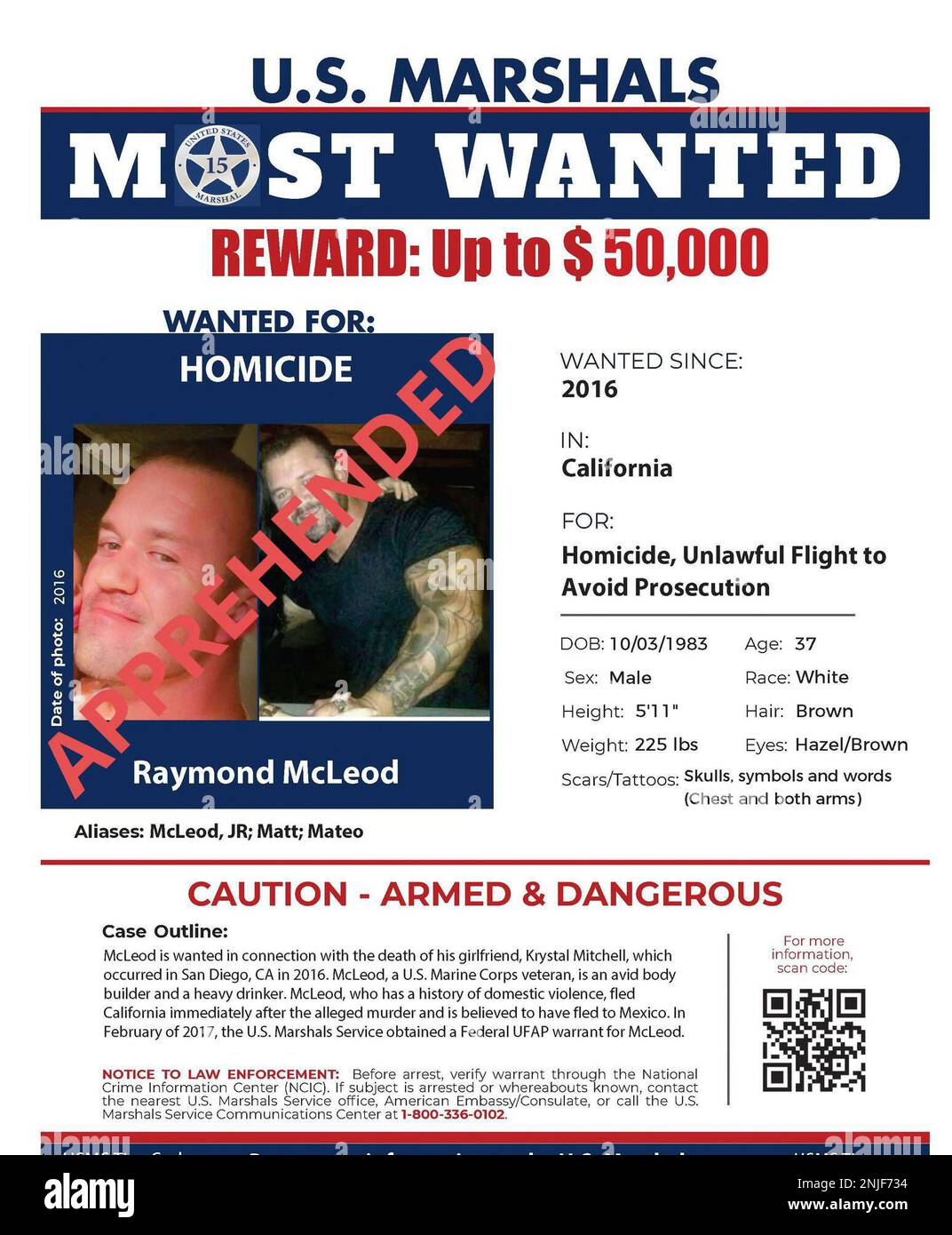 In this image released by the U.S. Marshals Service is the wanted ...