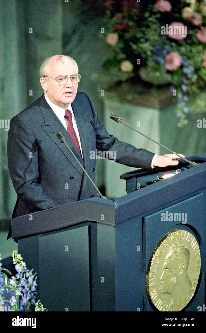 A file photo shows the Soviet Union President Mikhail Gorbachev making ...