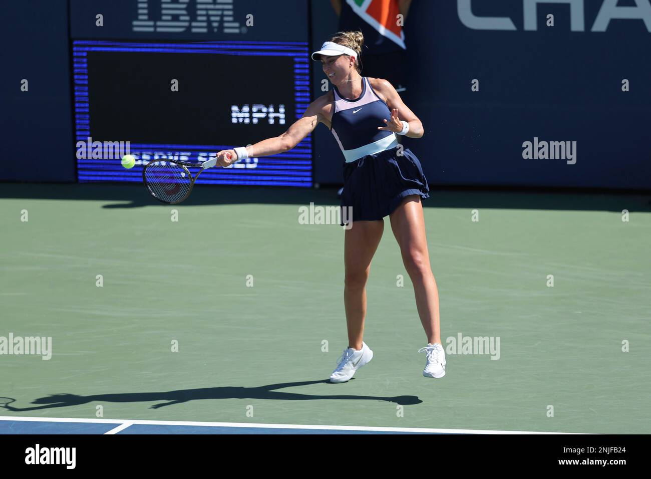 Paula Badosa during a women's singles match at the 2022 US Open ...