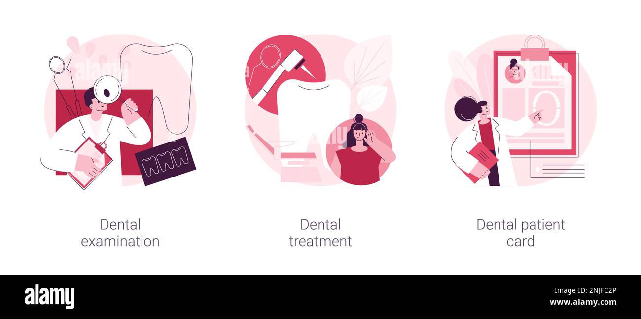 Dental care service abstract concept vector illustration set. Dental ...
