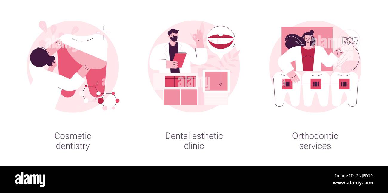 Smile treatment abstract concept vector illustration set. Cosmetic ...
