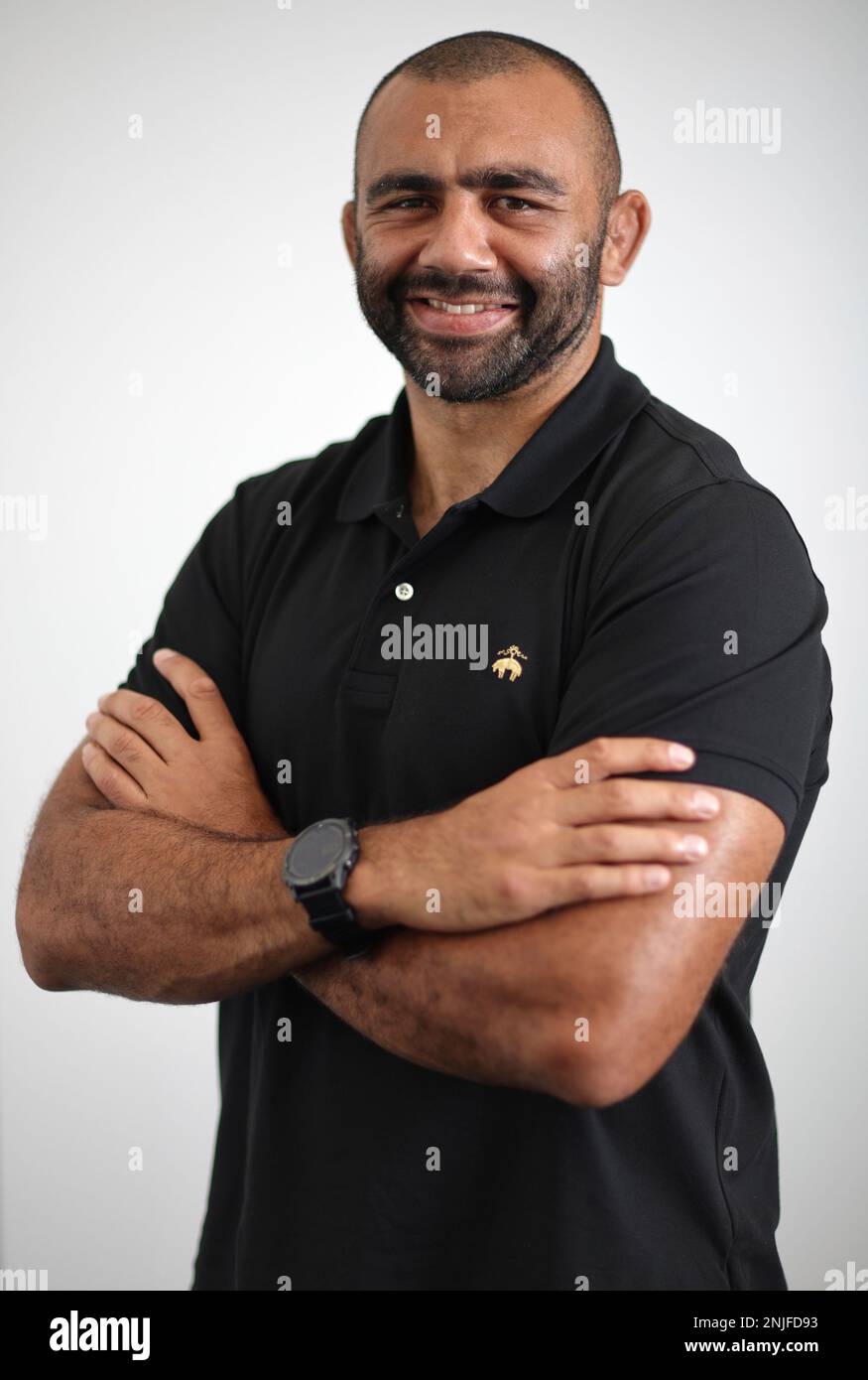 Rugby Japan national team player Michael Leitch attends an interview in ...