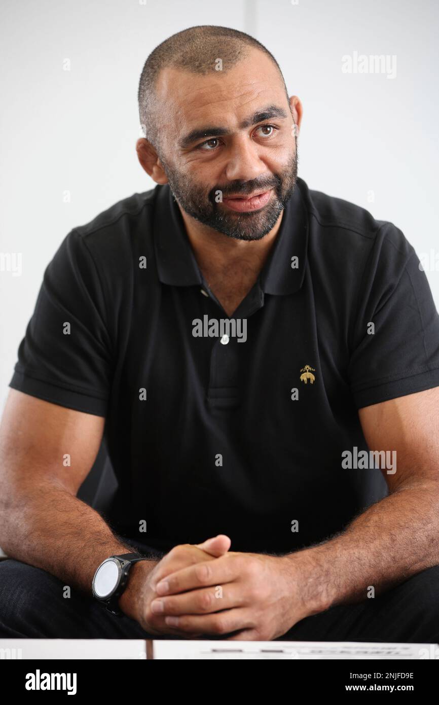 Rugby Japan national team player Michael Leitch attends an interview in ...