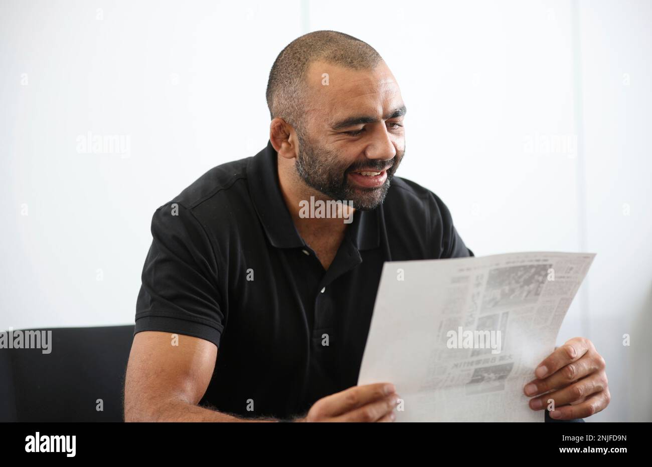 Rugby Japan national team player Michael Leitch attends an interview in ...