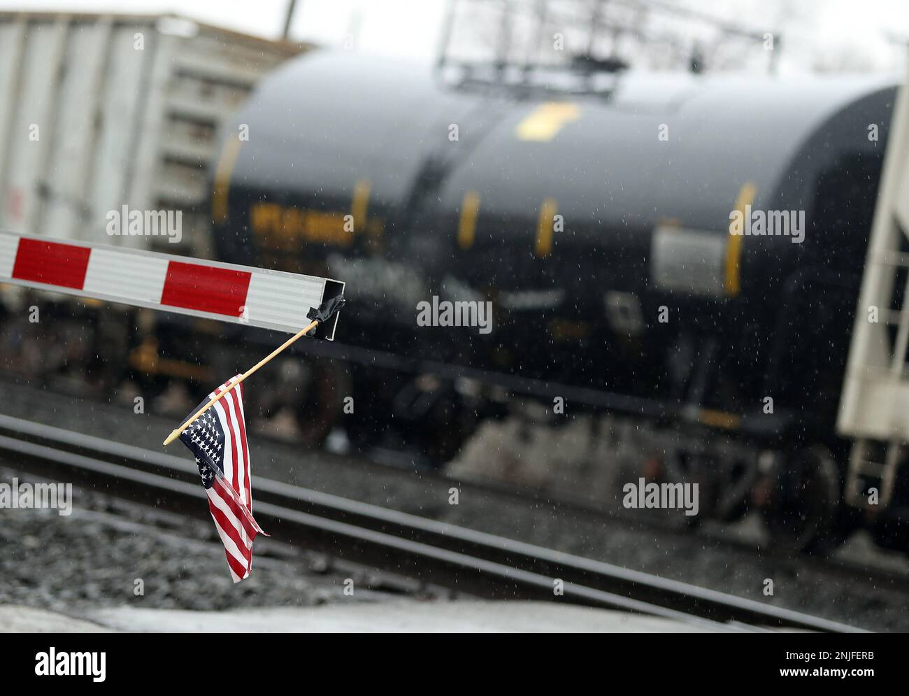 East Palestine, United States. 22nd Feb, 2023. A Norfolk Southern train ...