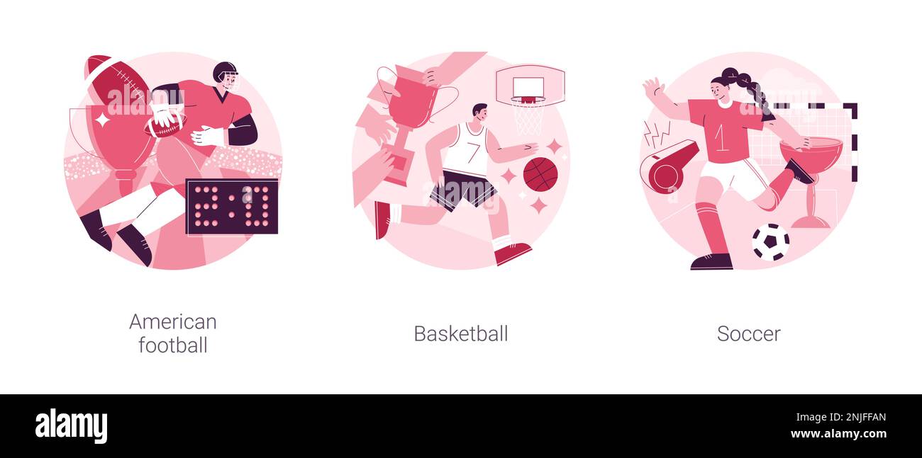 Playing game abstract concept vector illustration set. American ...