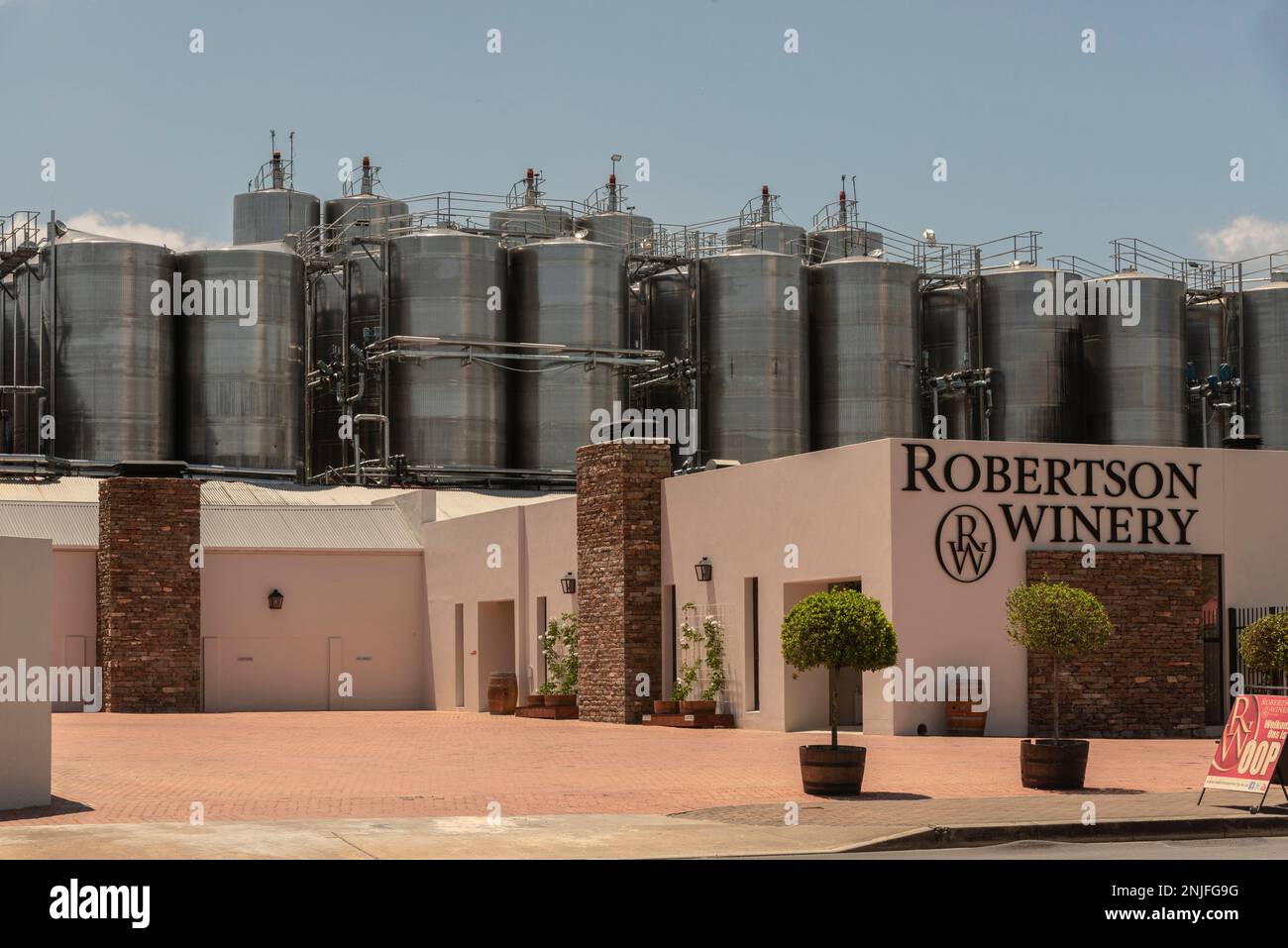 Robertson, Western Cape, South Africa. 2023. Exterior view of a winery ...
