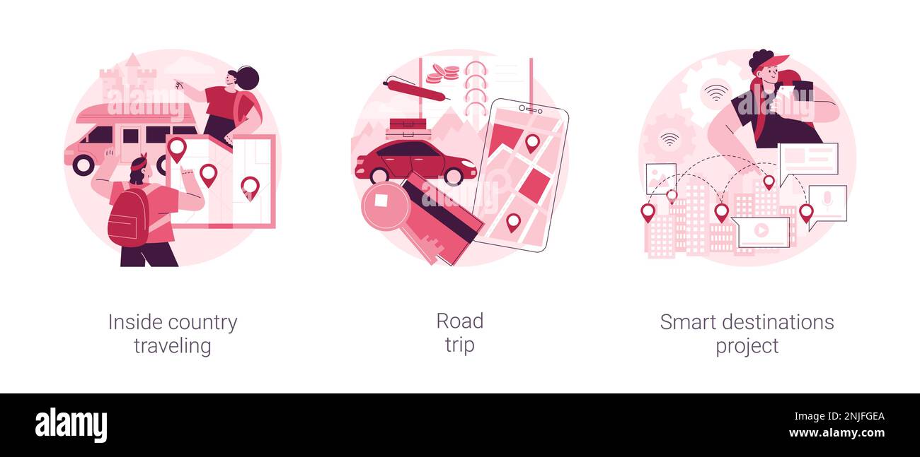 Local tourism abstract concept vector illustration set. Inside country ...