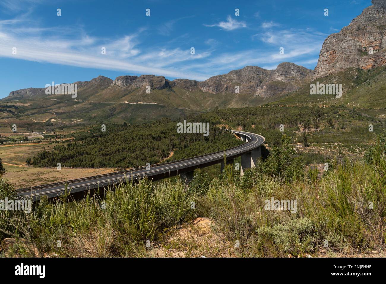 Paarl, Western Cape, South Africa. 2023. Hugos River viaduct on the N1 ...