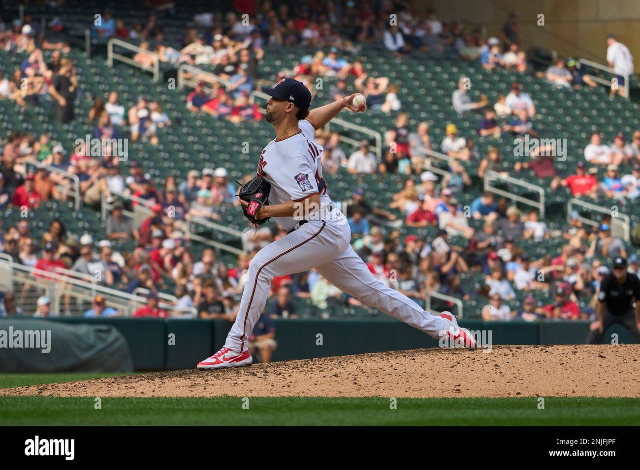 August 28 2022: Minnesota pitcher Jorge Lopez (48) throws a pitch ...