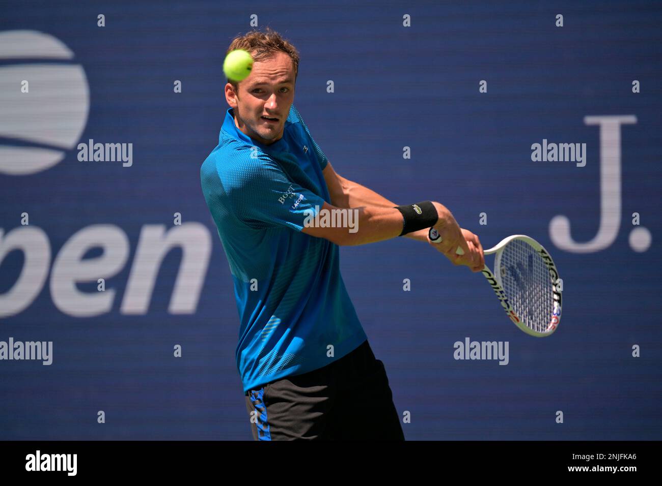 Daniil Medvedev hits a backhand during a Men's Singles match at the ...