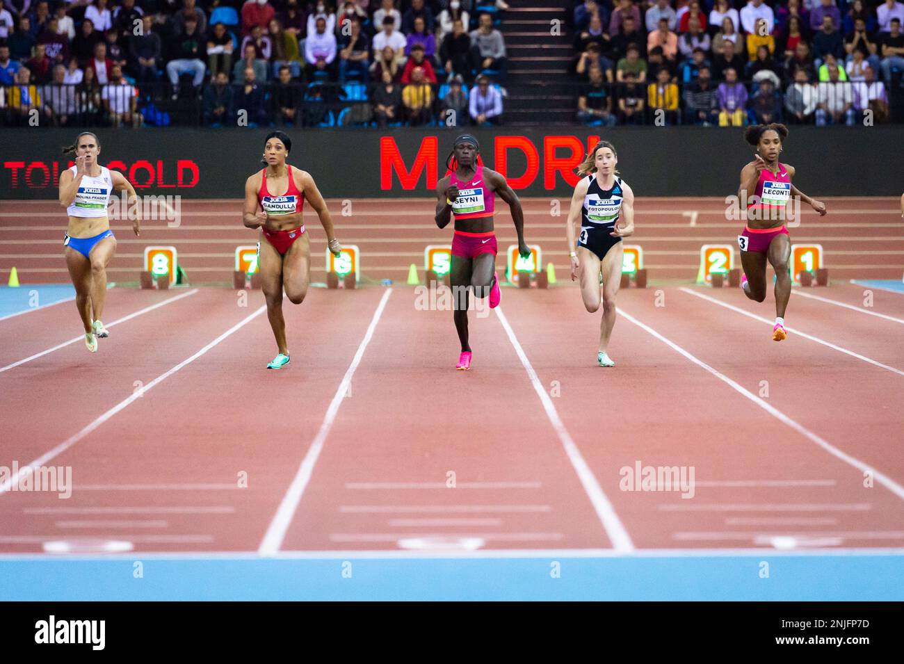 Madrid, Madrid, Spain. 22nd Feb, 2023. Aminatou Seyni wins the 60m ...
