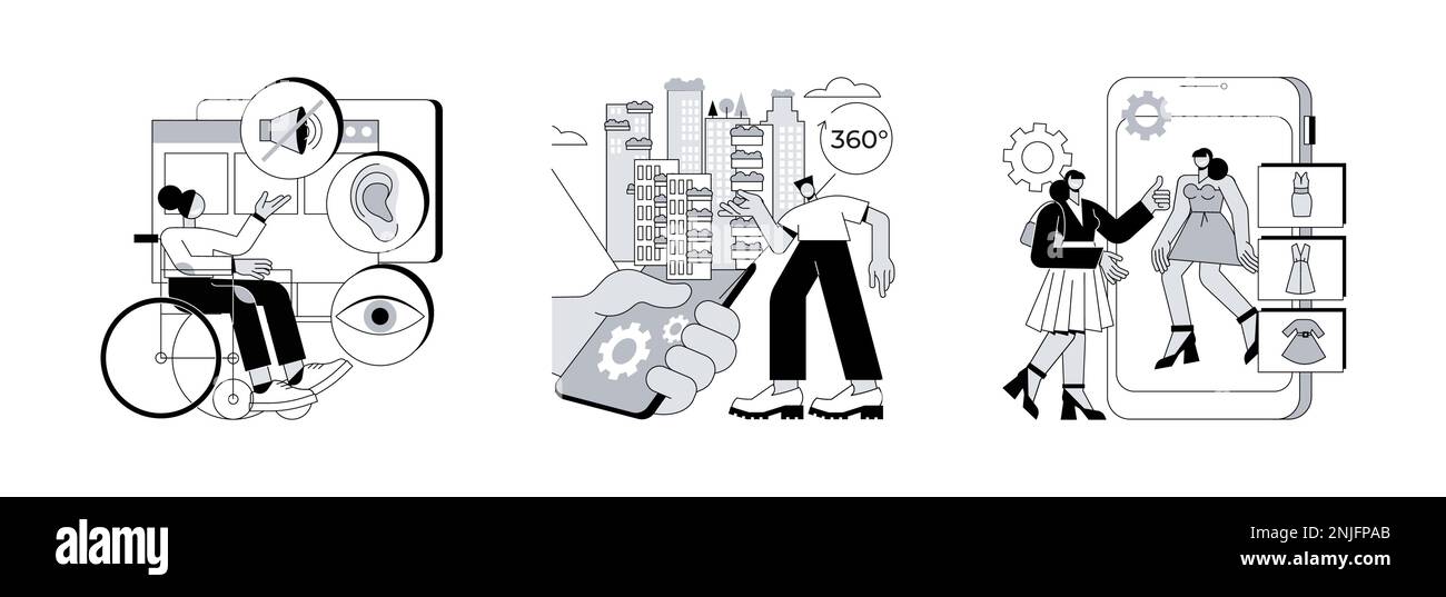 Online inclusivity abstract concept vector illustration set. Web accessibility program, virtual ...