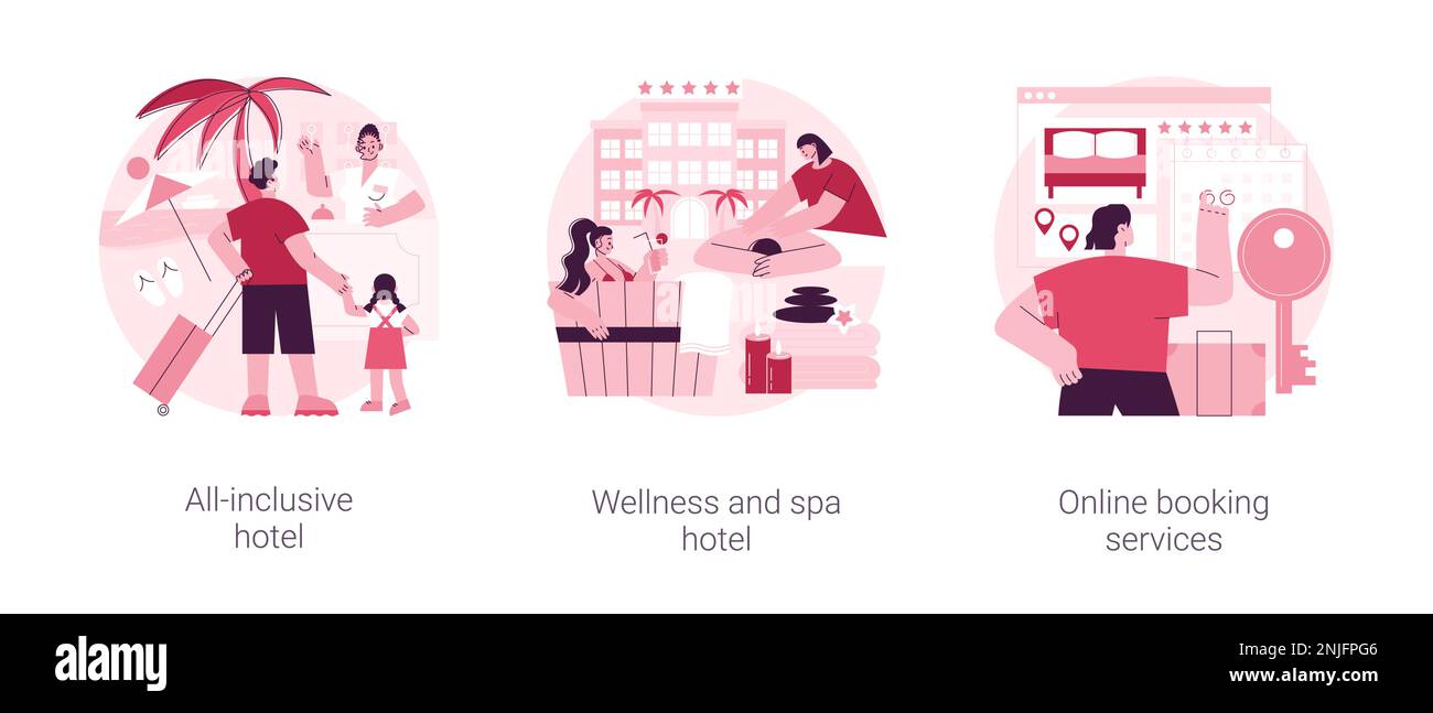 Hospitality industry abstract concept vector illustration set. All ...