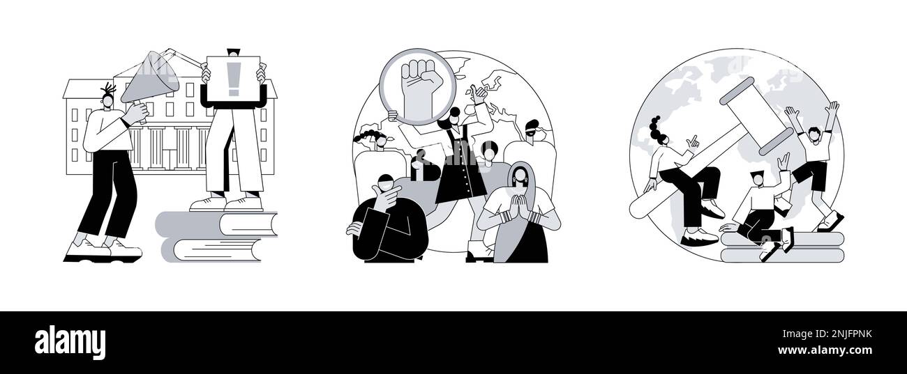 Social movement abstract concept vector illustration set. Student ...