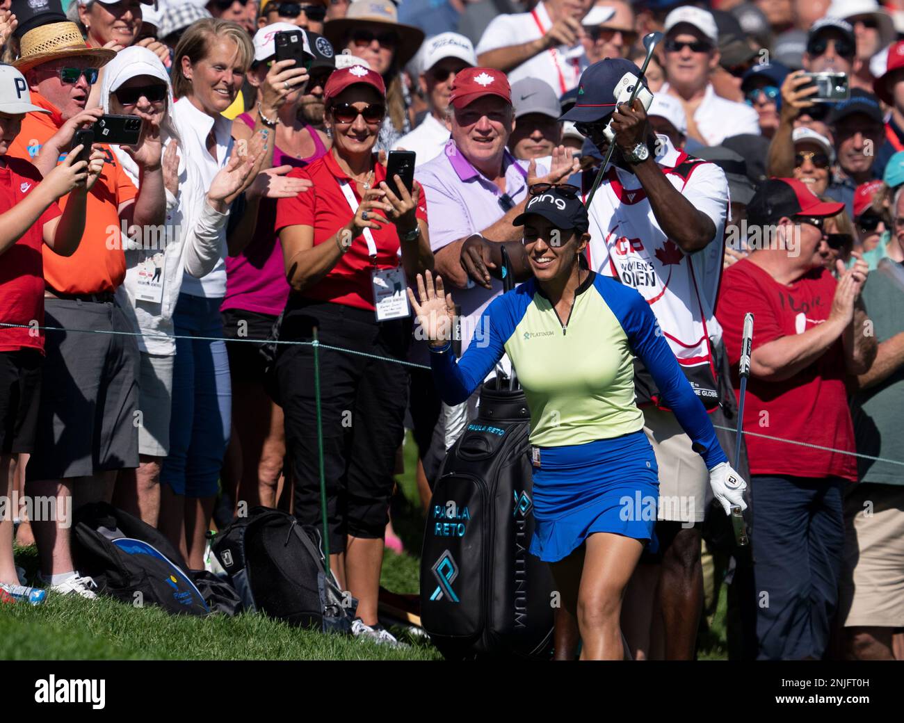 Paula Reto, of South Africa, acknowledges the crowd as she approaches ...
