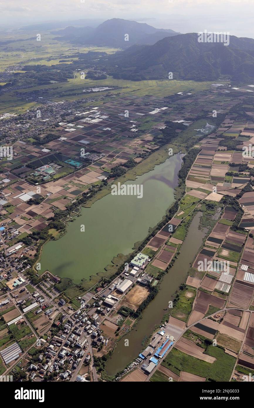An aerial photo shows a wetland, Sakata, which is listed as a Ramsar ...