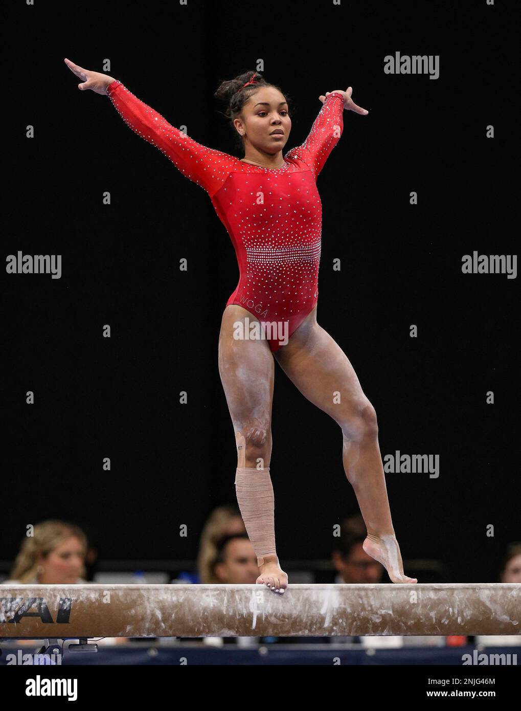 August 21, 2022: Konnor McClain competes on the balance beam during the ...
