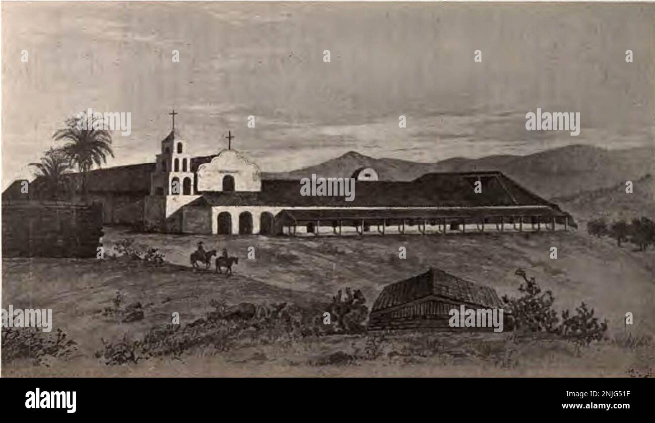 A painting of Mission San Diego de Alcalá Stock Photo - Alamy