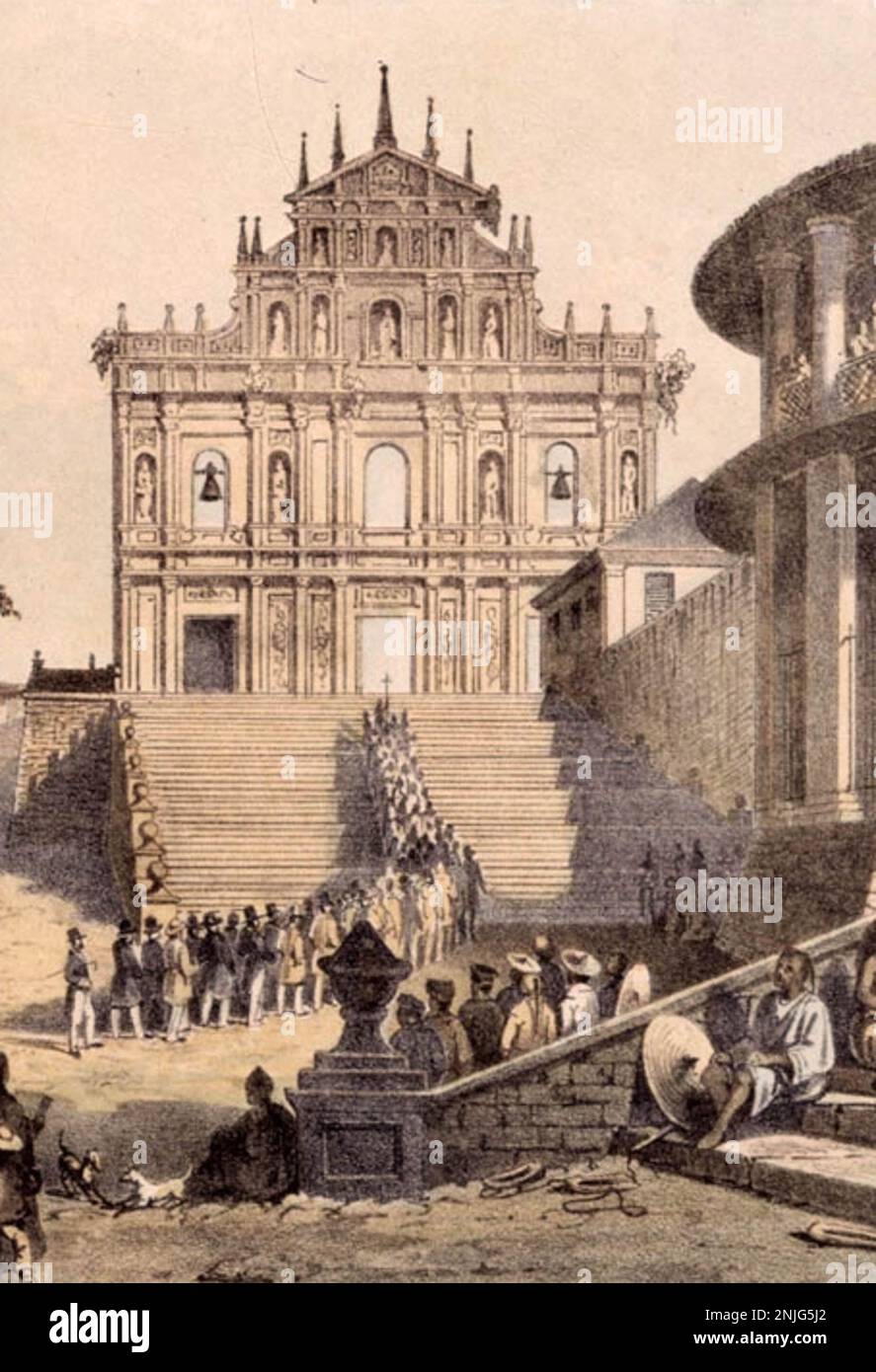 The facade of St. Paul's Church, titled 'Jesuit Convent, Macao' Stock ...