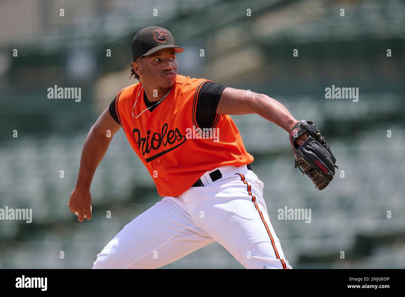 FCL Orioles pitcher Yonatan Pineda (77) during a Florida Complex League ...