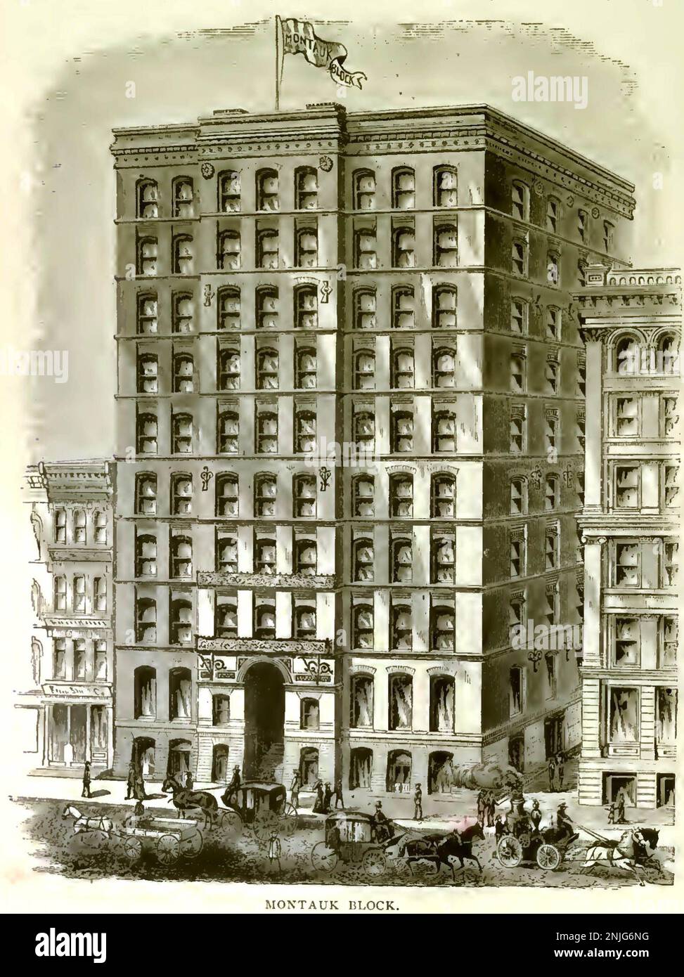 Illustration of Montauk block, Chicago, circa 1886 Stock Photo - Alamy