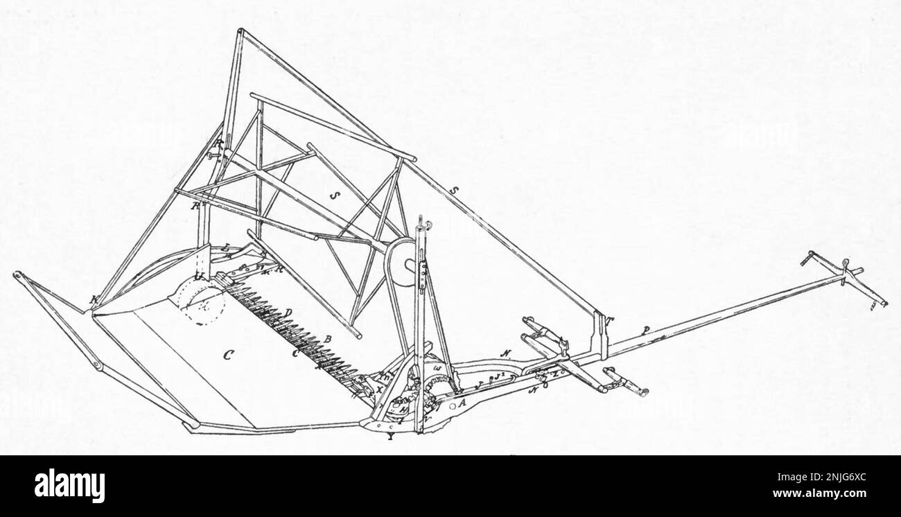 Sketch of 1845 model reaper Stock Photo - Alamy
