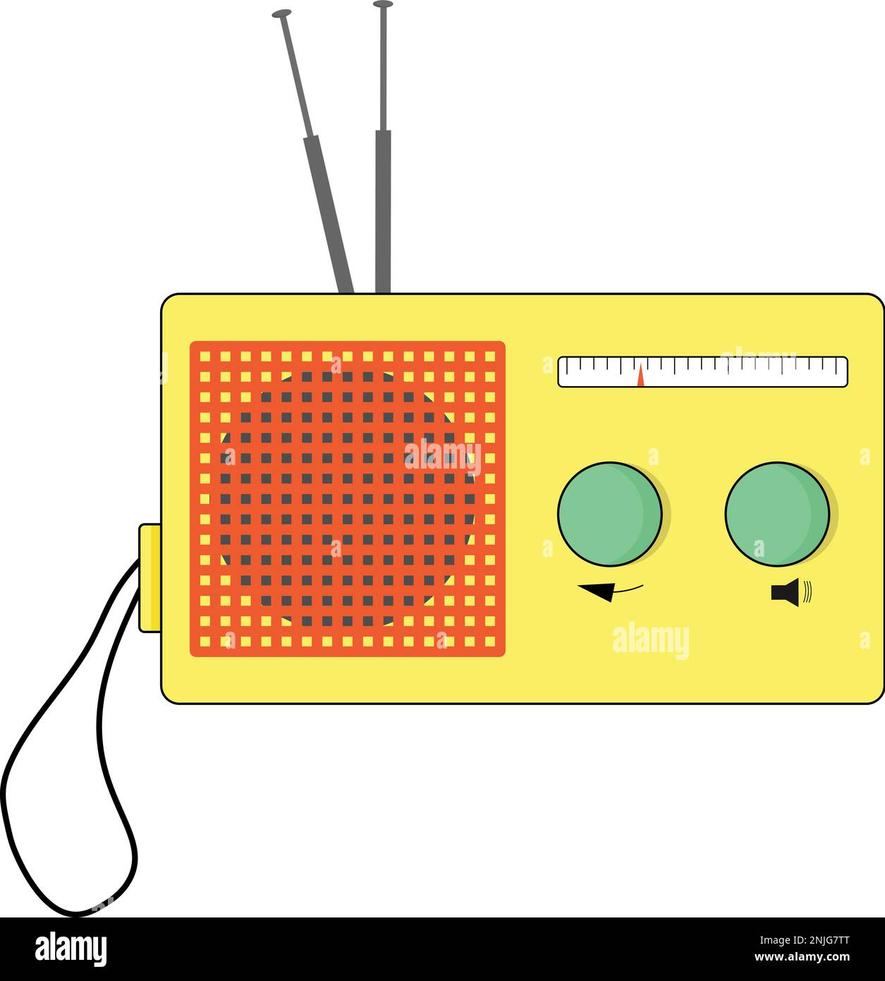Retro radio, transistor. Style of the 80s and 90s. Vector over white ...