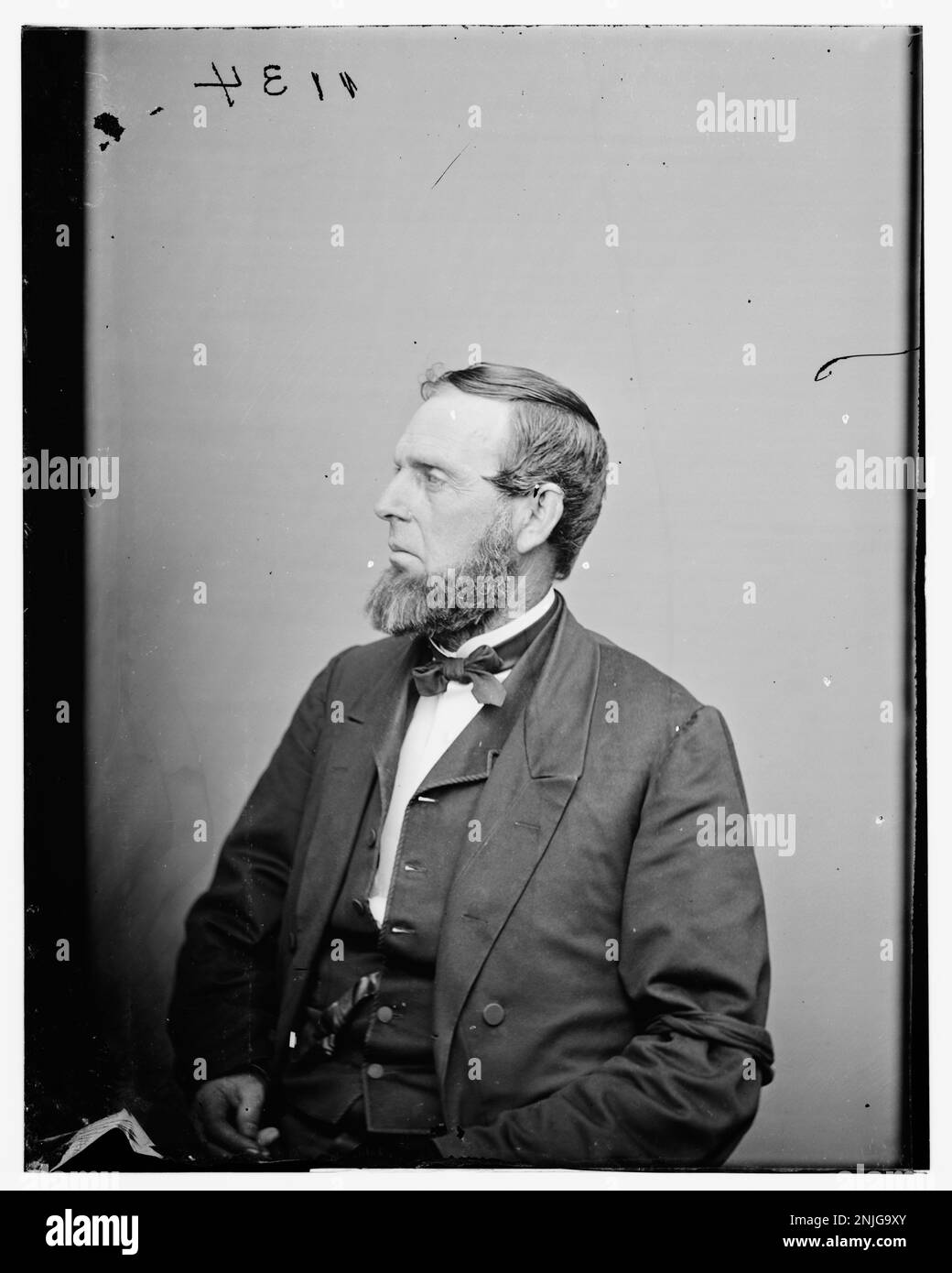 A photograph of Hon. Jas Harlan, a political figure from the 19th century. This image is part of ...