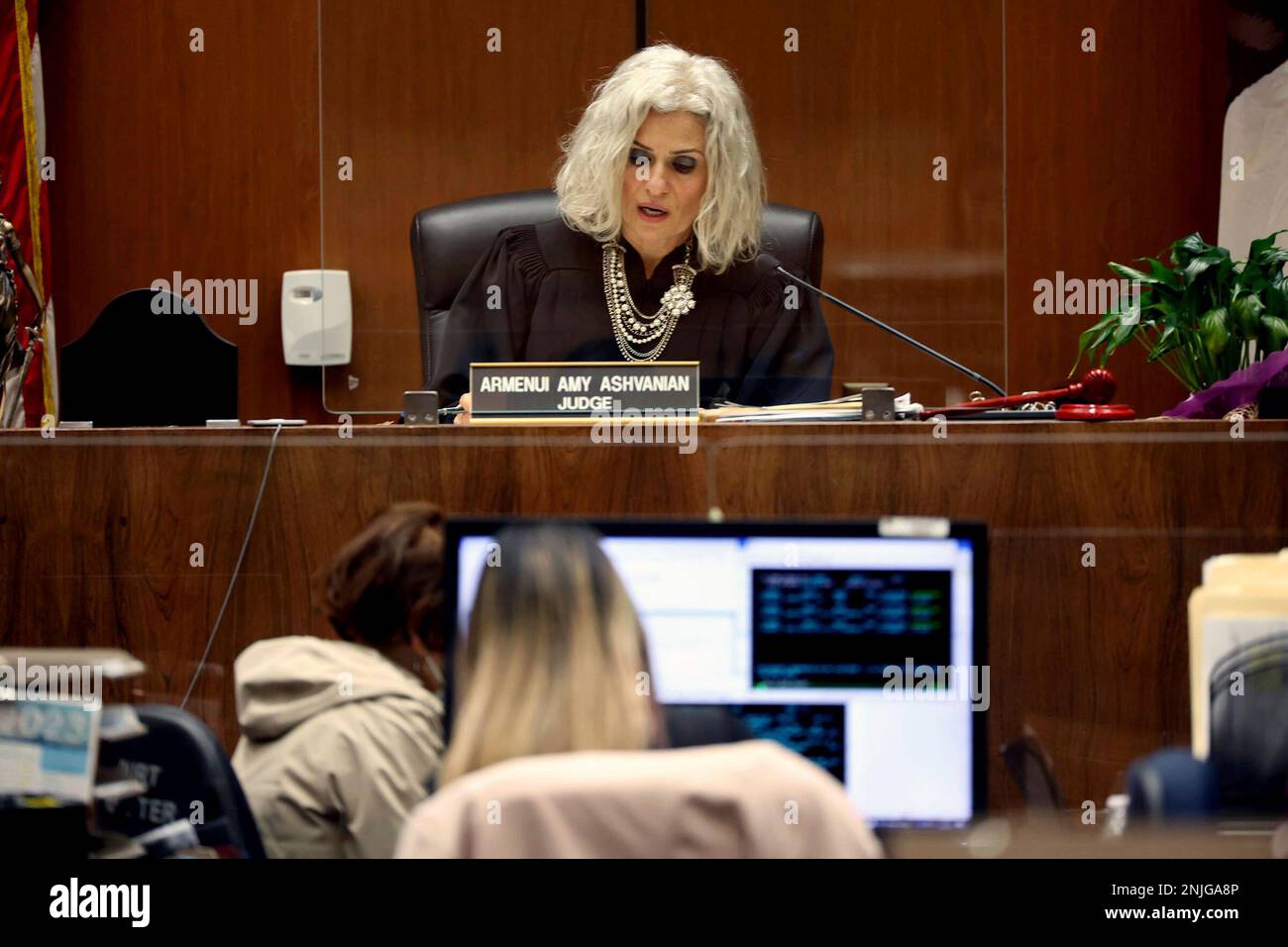 Judge Armenui Amy Ashvanian presides during the arraignment of Carlos ...