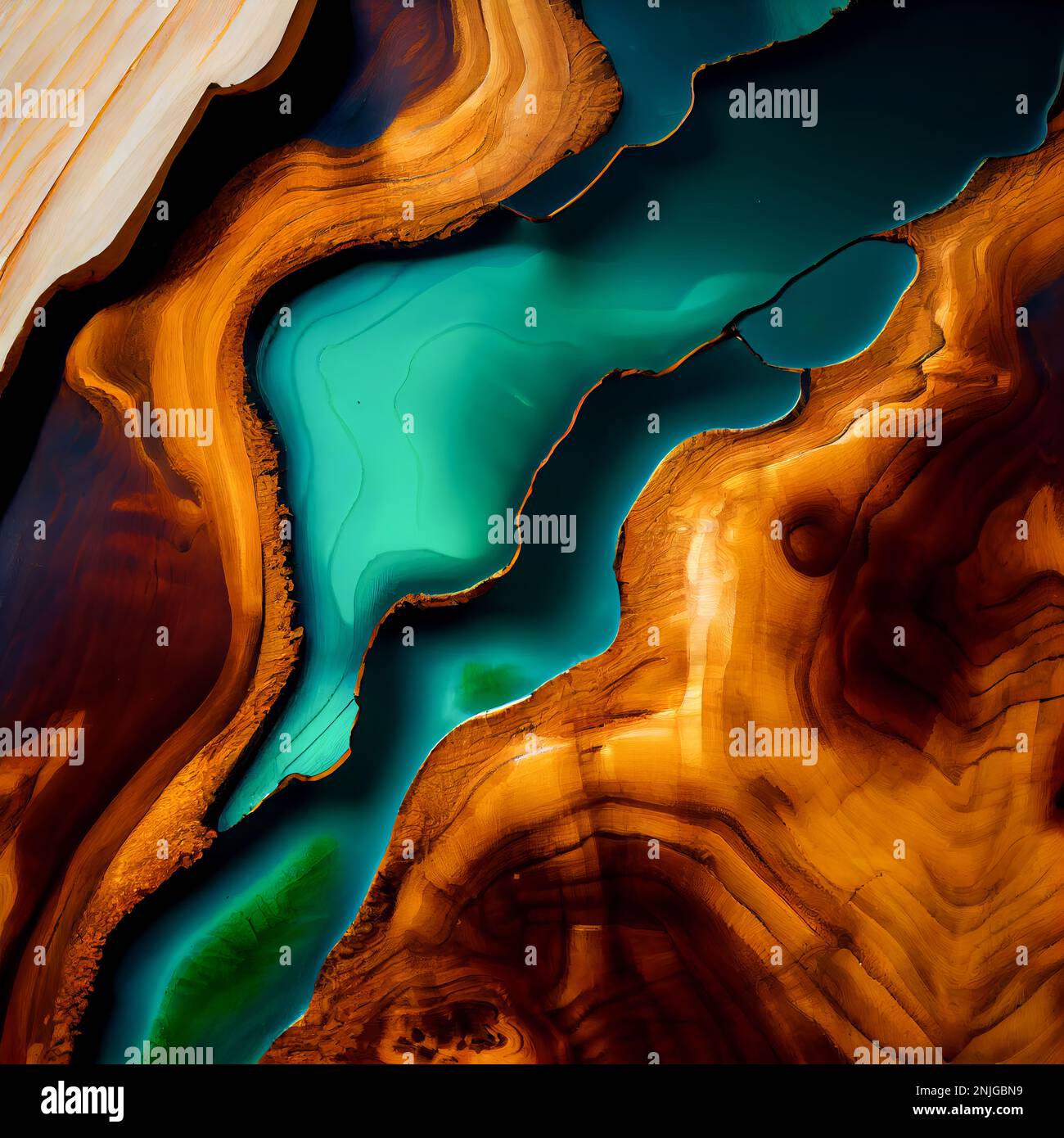 Wood slab with epoxy resin river surface abstract background ...