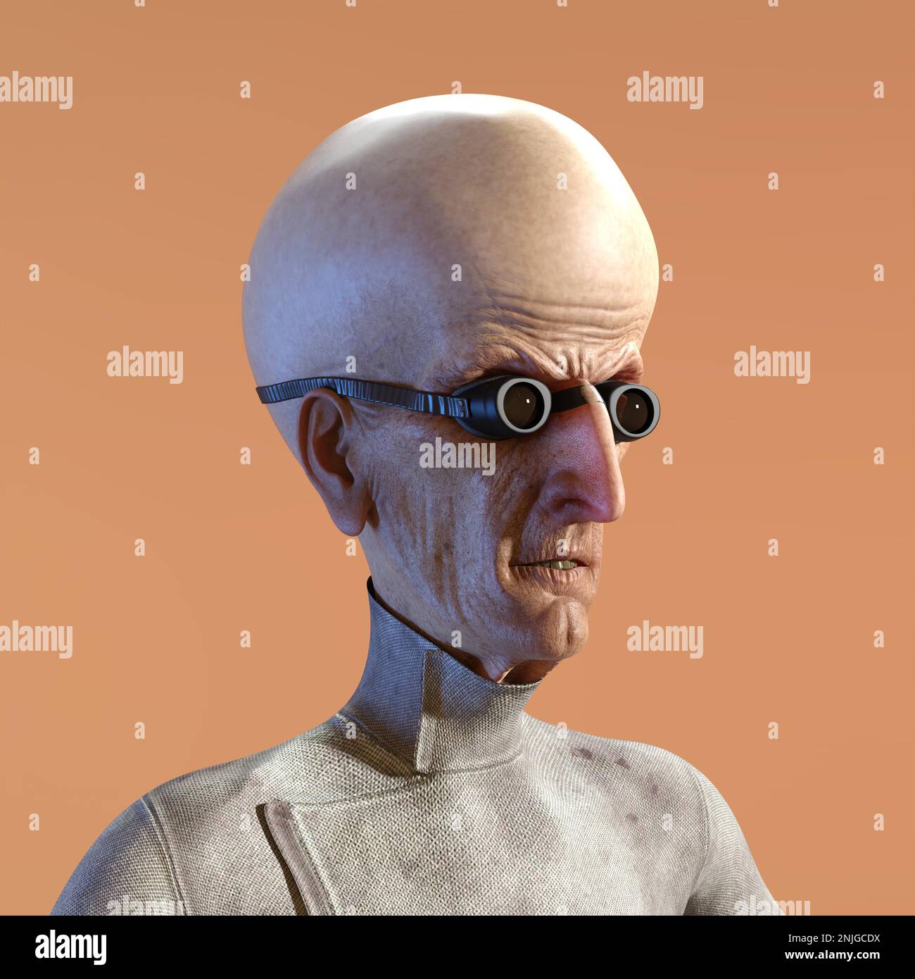 3D-illustration of a cute and funny cartoon scientist who is going mad ...