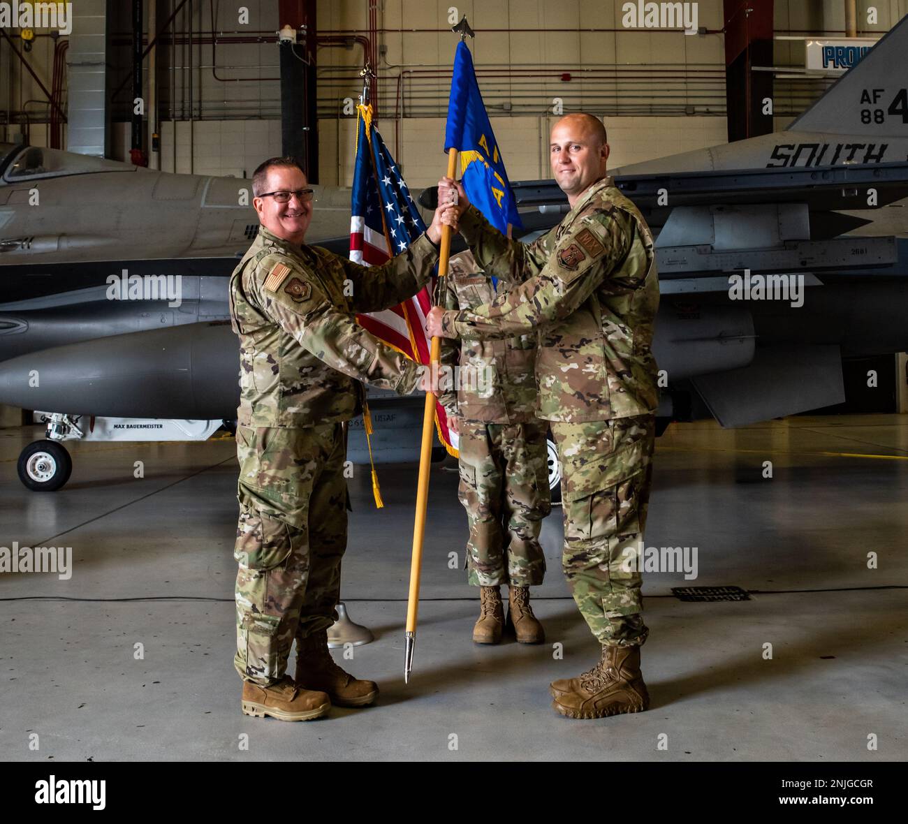 U.S. Air National Guard Lt. Col. Steven Schultz, right, assumes command ...