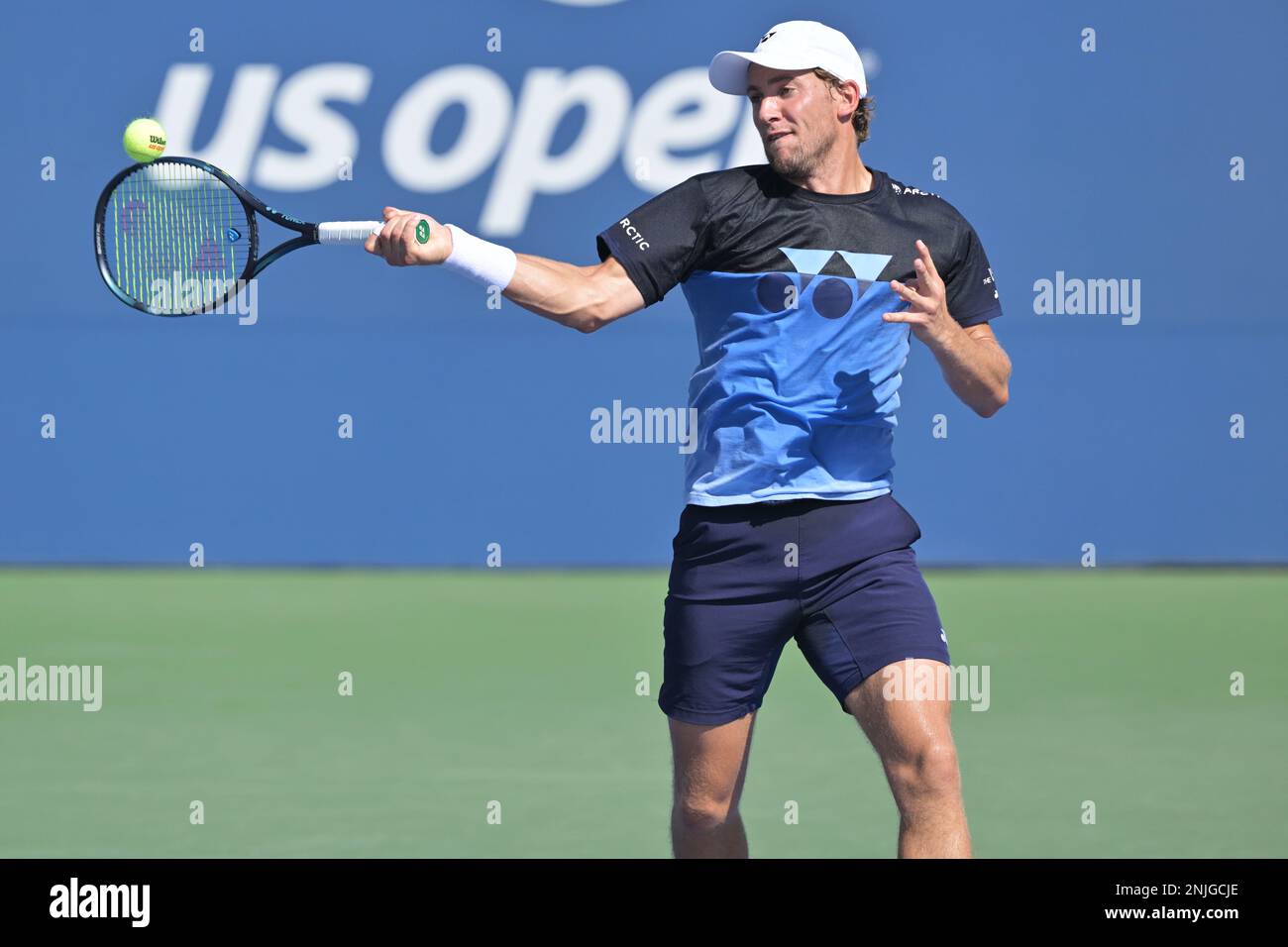 Casper Ruud during practice at the 2022 US Open, Thursday, Aug. 25 ...