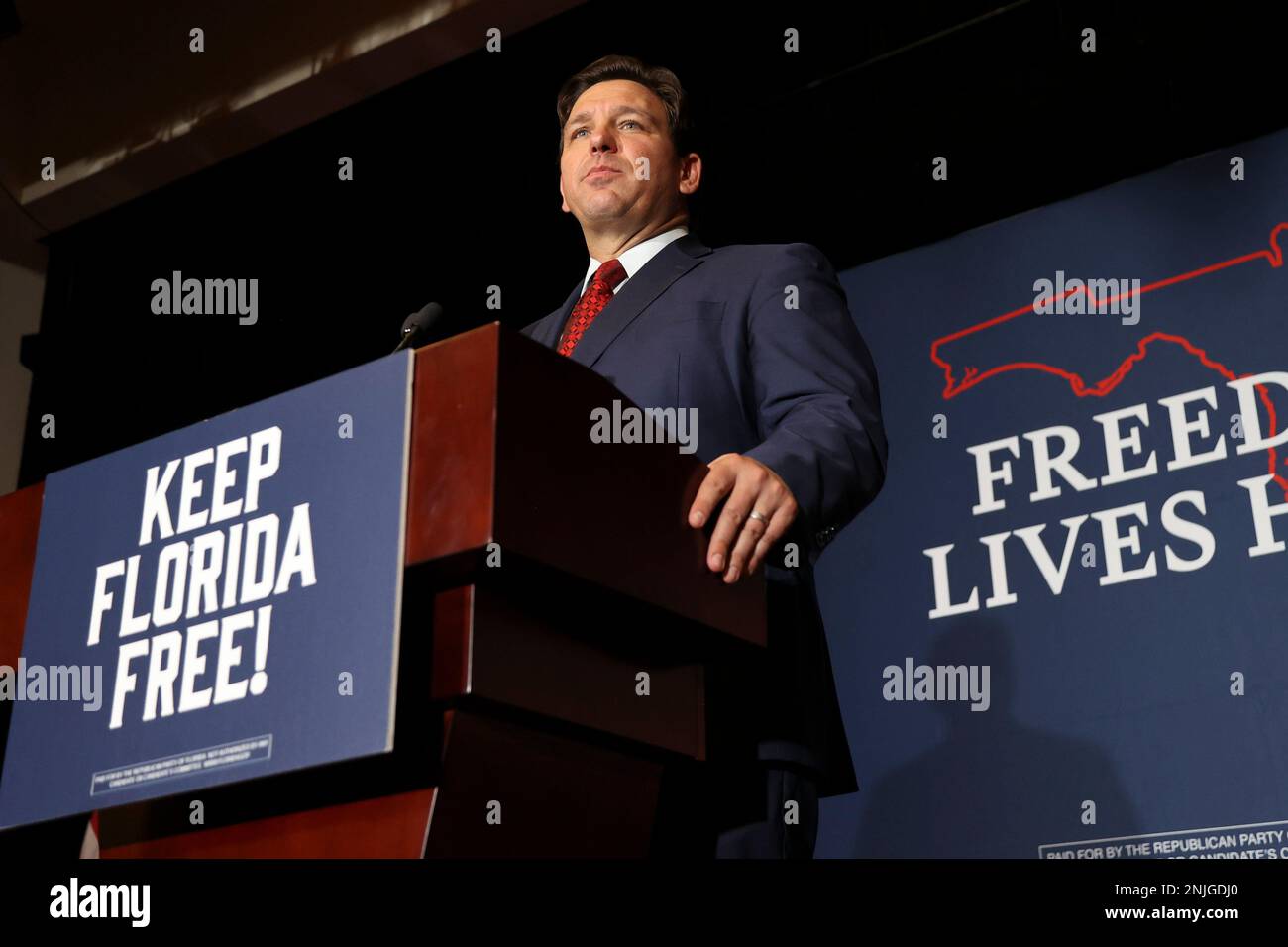 Florida Gov. Ron DeSantis speaks to a crowd of supporters during the ...