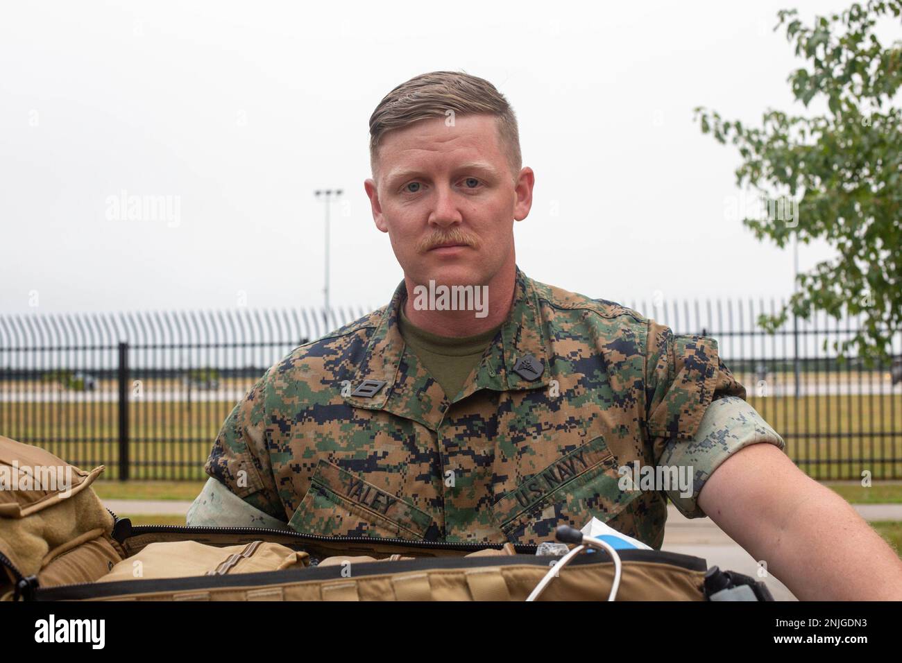 U.S. Navy Seaman Matthew Yaley, a hospital corpsman with Marine Heavy ...