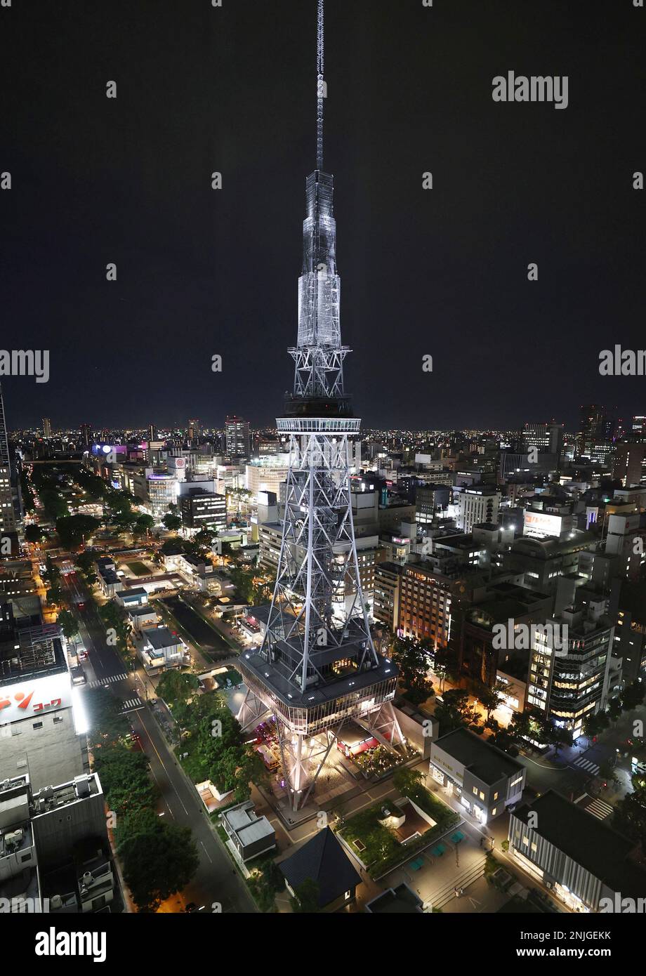 A photo shows the night view of Nagoya City, Aichi Prefecture on August ...